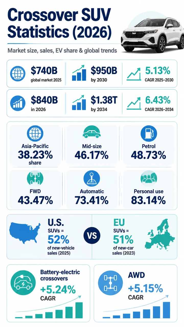 72 Crossover SUV Statistics for 2026: Market Size, Sales Growth, EV ...